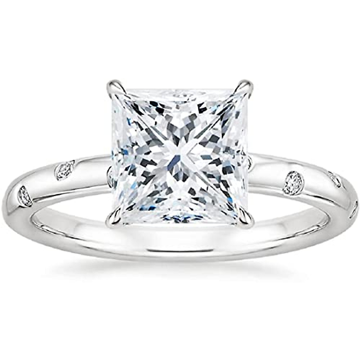VINSON Princess Cut 2 Ct Moissanite with Platinum Plated Silver Engagement Ring for women (7)