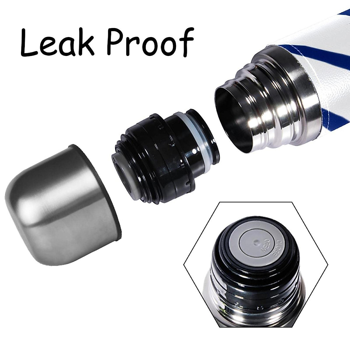 Stainless Steel Leather Vacuum Insulated Mug Line Thermos Water Bottle for Hot and Cold Drinks Kids Adults 16 Oz