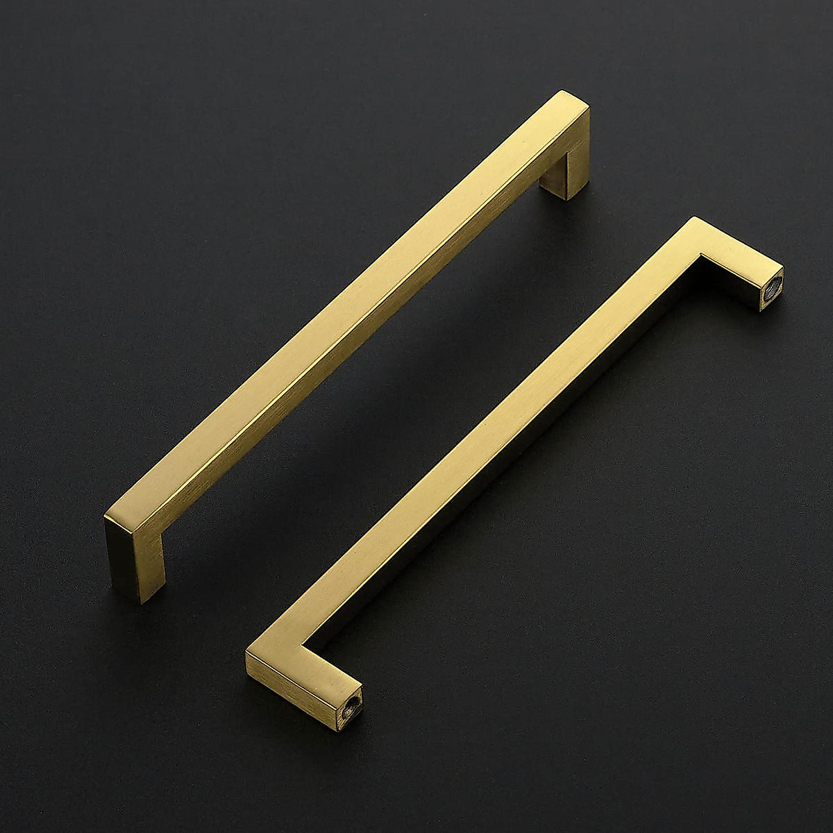 Ravinte 10 Pack Gold Cabinet Pulls 8 Inch Brushed Brass Kitchen Cabinet Handles Gold Square Kitchen Hardware for Cabinet Gold Kitchen Drawer Pulls Come with Screwdriver