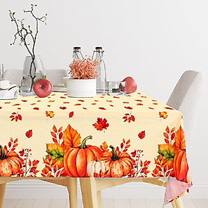 3 Pack Thanksgiving Tablecloth Disposable Fall Pumpkin Maple Plastic Tablecloths for Rectangle Tables Friendsgiving Waterproof Table Cover for Fall Decorations for Home, Thanksgiving Party Table Decor