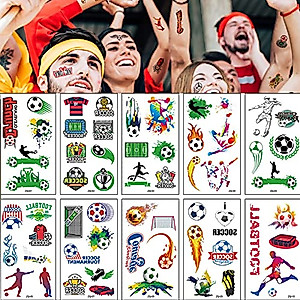 40 Sheets Soccer Tattoos for Kids, Men Women Soccer Temporary Tattoos Fake Tattoos Soccer Stickers for Kids, Soccer Ball Party Favors Decorations Soccer Goodies Soccer Gifts for Girls Boys