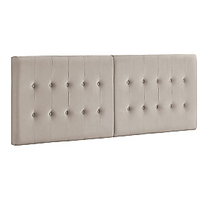 24KF Taupe Wall Mounted Tufted Button King Headboard, Soft Comfortable Velvet Padded King/CA King Size Headboard-6035-K-Taupe