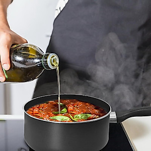 Bene Casa - Non-Stick Aluminum Saucepan with Lid - 2 Qt. Capacity - Oven and Dishwasher Safe - Cool Touch Handle