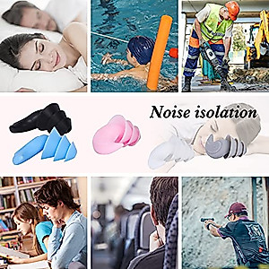 Ear Plugs for Sleeping, Noise Canceling earplugs, Reusable Flexible Silicone, 3 Colors Waterproof Noise Reduction Ear Plugs for Swimming, Concerts, Airplanes(BlackPinkBlue)