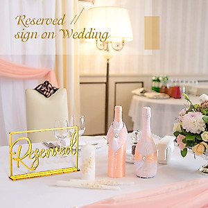 Yalikop 6 Pieces Acrylic Reserved Table Sign Wedding Signs Reserved Signs for Tables Acrylic Standing Reserved Wedding Signs for Wedding Seating Reservation Restaurant Business Office (Gold)
