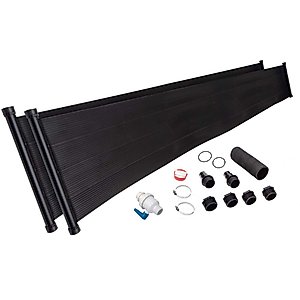 SunQuest Solar Swimming Pool Heaters - 2 Solar Hot Water Heater Panels w/Max-Flow Design - Swimming Pool Accessories for Above Ground Pools (2' x 20', 2 Count + Couplers + Integrated Diverter Valve)