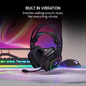GAMEPOWER Mihawk USB Gaming Headset - 7.1 Virtual Surround Sound, Wired RGB Led Headphones with 50MM Drivers, Comfort Design, 360 Spatial Audio, Noise Cancelling Mic, PC, Laptop, Black