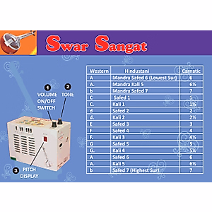 SWAR-SANGAT FULL METAL BODY INDIAN DIGITAL TANPURA RAAGINI RANJANI DRONE WITH CLASSIC KNOB CONTROLS. USA POWER ZONE