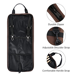 EASTROCK Drum Sticks Bag with 3 Pair Drumsticks, Drumstick Bag with Floor Tom Hook, Carrying Strap (Brown)