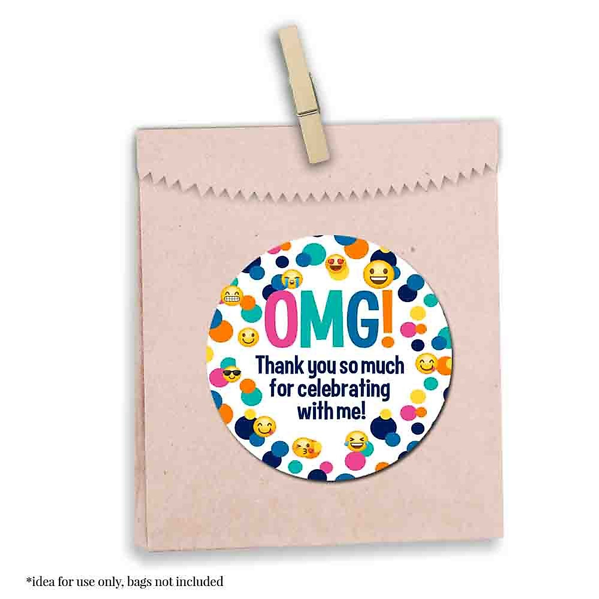 Emoji Birthday Party Sticker Labels, 40 2" Party Circle Stickers by AmandaCreation, Great for Party Favors, Envelope Seals & Goodie Bags