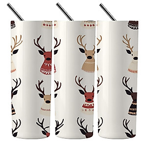 Medpol Christmas Deer insulated tumblers，Christmas Deer coffee cup Gift，Christmas Deer Drinking Glasses-Tea Cup-Coffee Mug tumbler with lid and straw 20 oz insulated tumbler cups