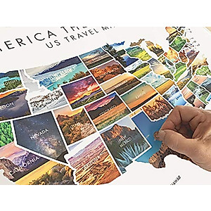 America The Beautiful USA Scratch Off Map + Magnetic Frame Kit- Interactive Travel Scratch Off Poster Reveals Beautiful Nature Photography - Beautiful Travel Map is a Great Gift for Travelers