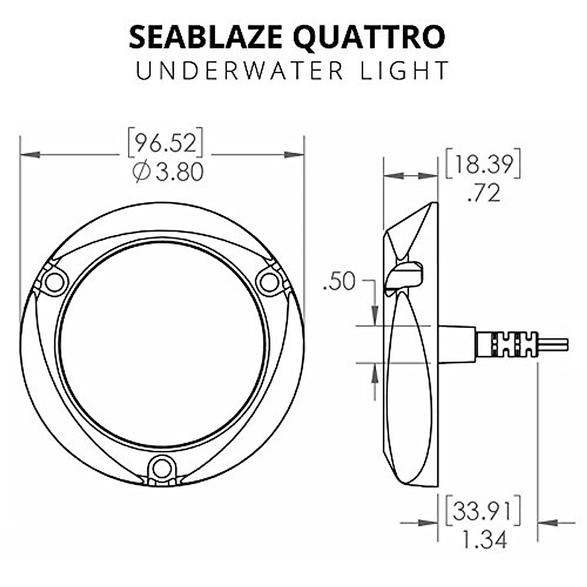Lumitec Lighting 101511, LED Underwater Light, SeaBlaze Quattro Underwater Light, Dual Color White / Blue