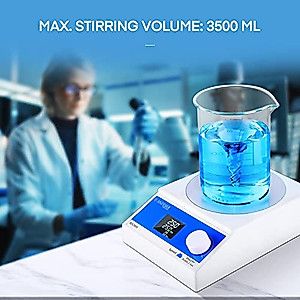 ANZESER Magnetic Stirrer w/Timer, Magnetic Stir Plate w/LCD Display, 3.5L Digital Magnetic Mixer, Lab Stirrers w/Stir Bar (No Heating) (Blue)