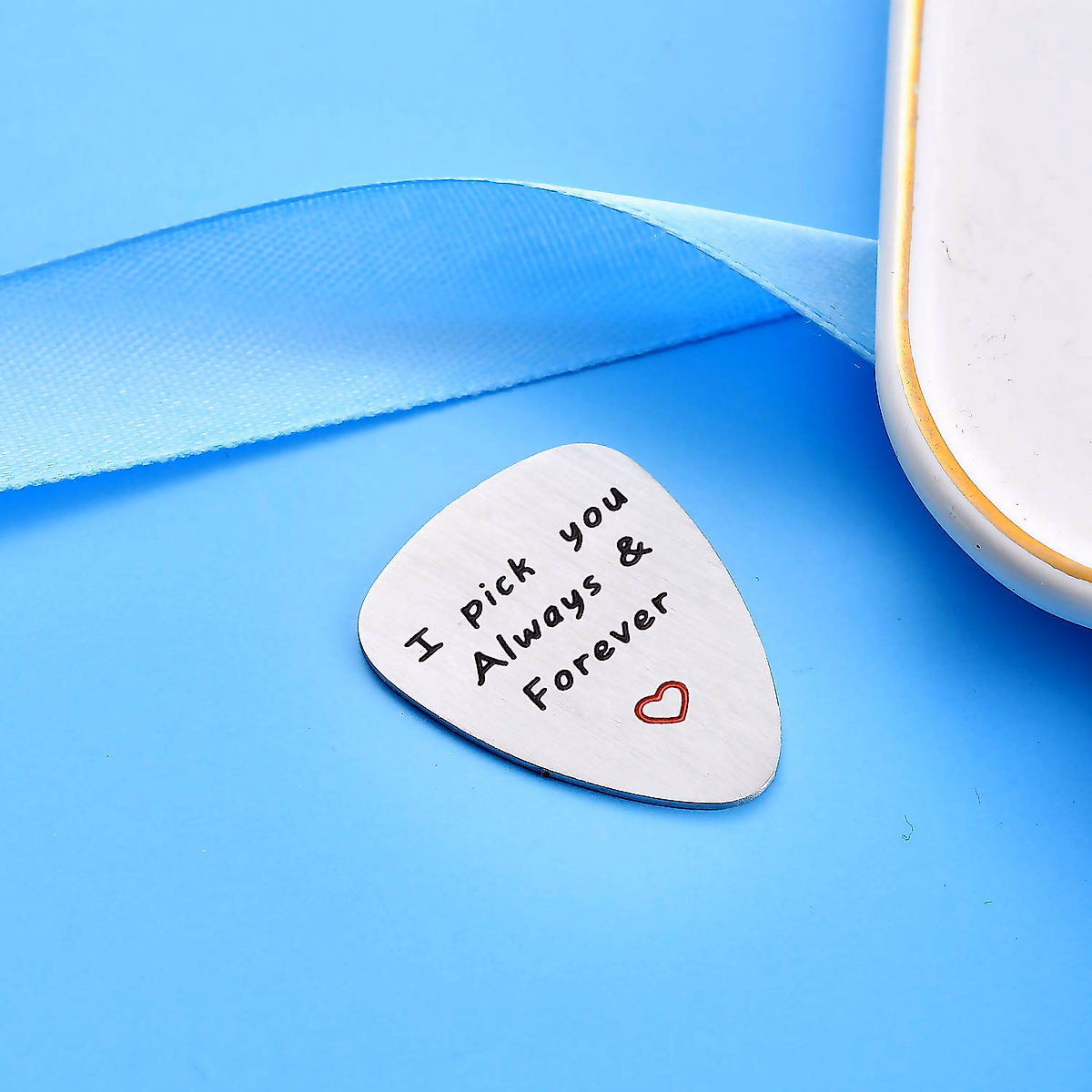 Husband Boyfriend Gifts - Guitar Picks Gifts for For Guitarist Musician, Valentine's Day Gift for Him, Wedding Gift for Men (Style - I Pick You Always And Forever)