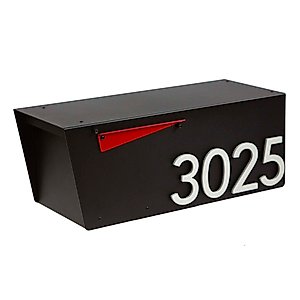 Rusty Design Modern Post-Mounted Mailbox with Personalized Address Numbers, Small Size #HC100 (with Four Address Numbers)