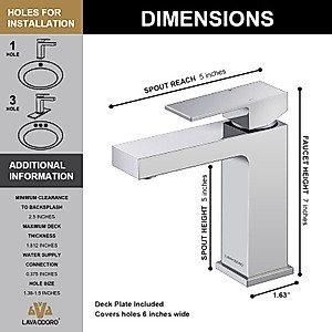 Chrome Bathroom Faucet Single Hole, Lava Odoro Modern Bathroom Sink Faucet Single Handle Vanity Faucet with Pop up Drain Assembly, Deck Plate Included, BF307-C