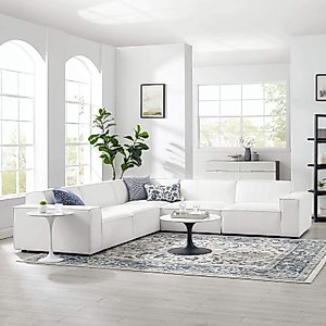 Modway Restore Upholstered Sectional Sofa, 5-Piece Set, White