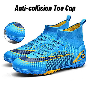 Maylrvjv Men’s Soccer Cleats Shoes High-Top Football Boots Lightweight Outdoor Indoor Competition Training Sports Shoes