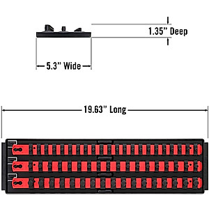 Ernst Socket Boss: A Premium 3-Rail Multi-Drive Socket Organizer in Red (8450), Measuring 19-Inches for Comprehensive Tool Storage - Socket Organization Tray