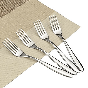 Ramddy Dinner Fork Flatware Set, 18/10 Stainless Steel Table Forks, 12 Pieces, A