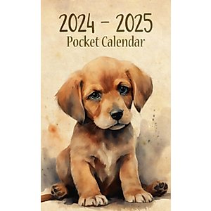 Pocket Calendar 2024-2025 For Purse: 2 Year Small Size 4 x 6.5 inches - Vintage Dog Design Volume 2