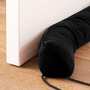 Sunolga 36" Weighted Door Draft Stopper, Triangular Column Sound Proof Draft Guard for Doors and Windows, Machine Washable, Black