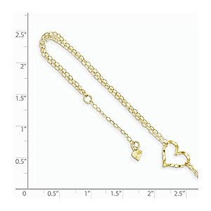 Gold Ankle Bracelets for Women-14k Real Yellow Solid Gold Double Strand Heart 9 Inch Plus 1 Adjustable Chain Size Extender Love Anklet Ankle Beach Bracelet Fine Foot Jewelry Gifts For Her