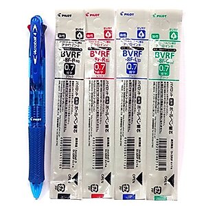 PILOT Acroball 4 Multi Color Ballpoint Pen, 0.7mm, Clear Blue Body + 4 Color Ink Refills (Black, Red, Blue & Green)