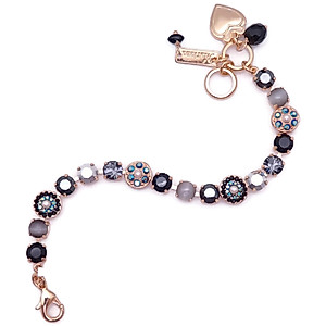 Mariana Rocky Road Goldtone Bracelet Black Grey Silvertone Crystal Mix Mosaic Glisten 1149