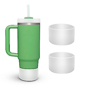 Elevate 2 Pcs Silicone Boot for Stanley Quencher 40oz, 30oz Tumbler with Handle and Stanley IceFlow 20oz, Anti-Slip Protective Water Bottle Bottom Cover, Stanley Cup Accessories (Clear)