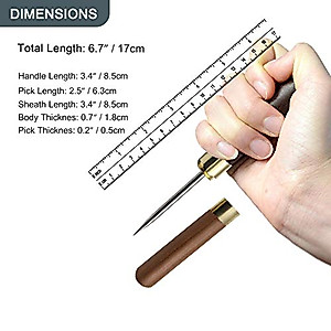Ice Picks in Gift Box - Premium Stainless Steel Ice Picks Kitchen Tool with Wooden Handle Safety Cover Portable for Bars Restaurant Home Bartender Picnics Camping, 1PCS (RoseWood 6.7")