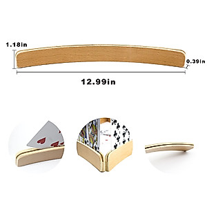 VINJOE Panorama Natural Wooden Curved Playing Card Holders Organizer Tray-Premium Solid Beechwood Playing Card Holders-Card Holder for Kids and Elder-Set of 4