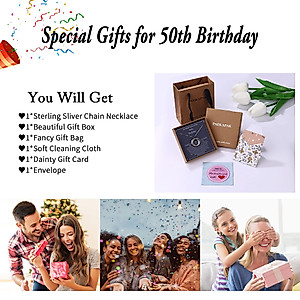 PAERAPAK 50th Birthday Gifts for Women, 5 Circle Necklace 50th Birthday Gifts Jewelry for Women Her Fifty 50 Years Old Birthday Gifts for 50 Year Old Woman Five 5 Decades Birthday Necklace for Women