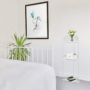 KOLUTI 3 Tier Bathroom Corner Shelf Stand, Solid Acrylic Floor Standing Rack Organizer Display for Restroom Living Room Bedroom Balcony, Small Toilet Paper Side Holder Storage, Clear