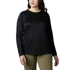 Columbia Women’s PFG Tidal Tee™ II Long Sleeve Shirt, Black, Cirrus Grey Logo, Medium