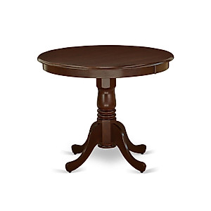 East West Furniture ANNO3-MAH-C 3 Piece Kitchen Table & Chairs Set Contains a Round Dining Room Table with Pedestal and 2 Linen Fabric Dining Room Chairs, 36x36 Inch, Mahogany