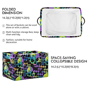 Skulls Storage Basket Bins Decorative Toy Organizer Bins Laundry Hamper Baskets with Handles for Office Bedroom Clothes Bedroom Living Room,1 pcs
