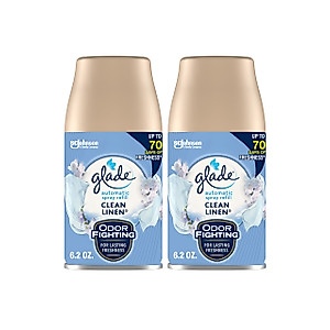 Glade Automatic Spray Refill, Air Freshener for Home and Bathroom, Clean Linen, 6.2 Oz, 2 Count