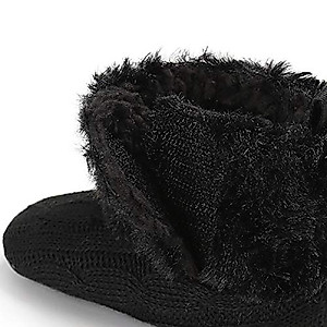 Jonbaem Baby Boys Girls Fleece Fur Knit Winter Warm Snow Boots Soft Sole Crib Shoes Booties for Newborn Infant Toddler(12-18 Months,Black)