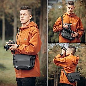 Besnfoto Camera Bag DSLR Camera Sling Bag for Photographer Waterproof Small Crossbody Shoulder Bag Case for Mirrorless Camera, Black