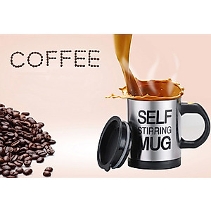 Mengshen Self Stirring Coffee Mug, Stainless Steel Automatic Mixing & Spinning Cup for Morning Travelling Home Office Men and Women MS-A004A Black