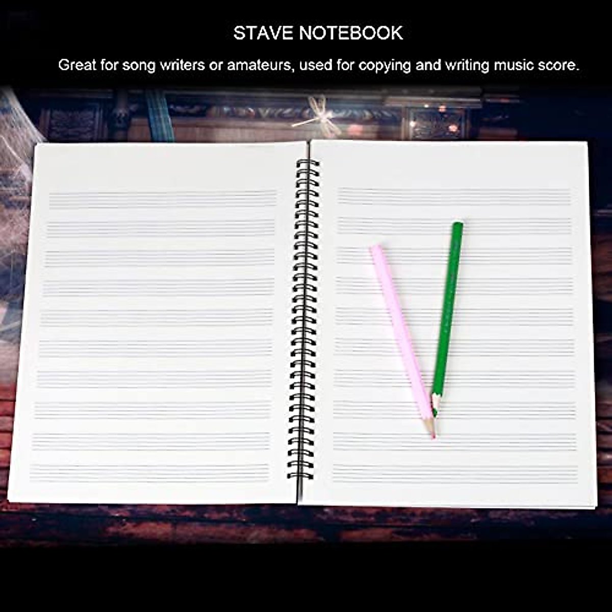 Notebook Beautiful Practical for Amateurs for Copying Music Score(Black piano pattern)