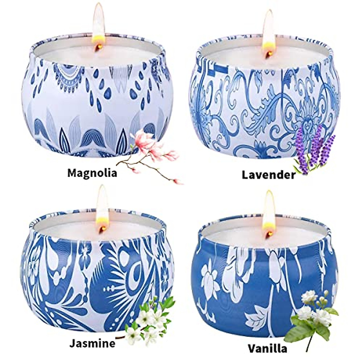 Leelife Scented Candles - 4.4 oz Pack of 4 Candles, 100% Natural Soy Household Candles, 30 Hour Long Burn, Gift Set