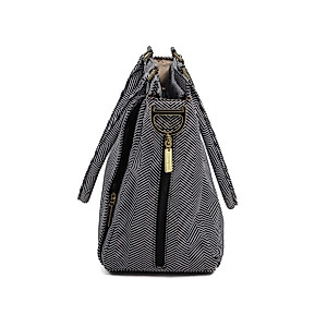 JuJuBe Be Classy Structured Multi-Functional Multi-Functional Diaper Bag/Purse, Legacy Collection - The Queen of the Nile - Black/White Chevron