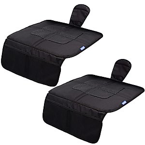 INFANZIA Kids Car Seat Protector, Child Baby Carseat Seat Protectors with Durable 600D Fabric for Leather Seats, Reinforced Non-Slip Dots & 3 Mesh Pockets for Handy Storage, 2 Pack