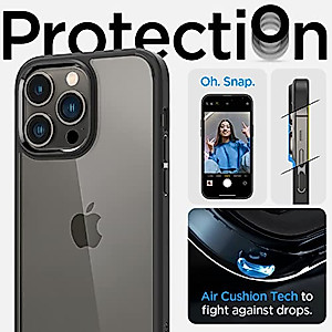 Spigen Ultra Hybrid Case for iPhone 14 Pro Max [Anti-Yellowing] Case Mobile Phone Case Protective Cover Transparent Thin Slim Matte Black