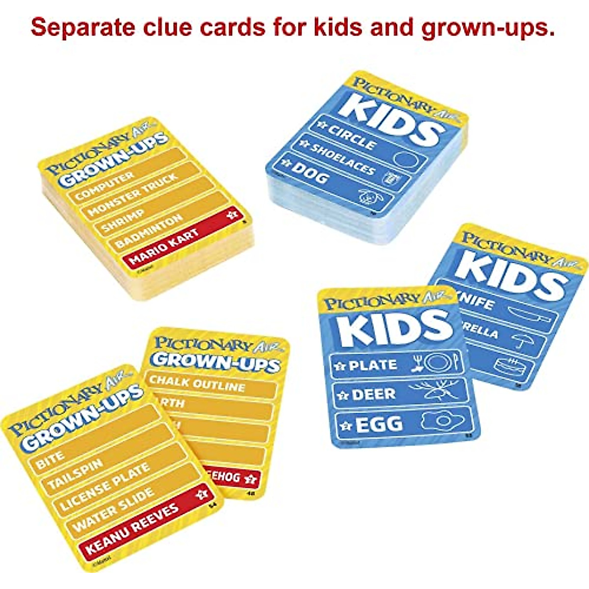 Mattel Games ​Pictionary Air Kids Vs. Grown-Ups Family Game for Game Night with Light Pen and Clue Cards, Connect to Smart Devices