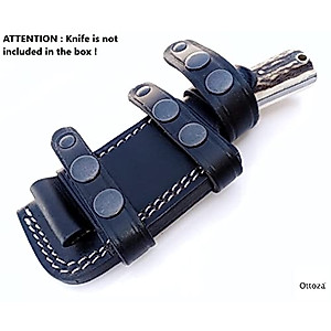 Ottoza Handmade Small Knife Sheath - Leather Knife Sheath RIGHT HAND Bushcraft Knife Sheath - Hunting Knife Sheath - Survival Knife Sheath - Horizontal Carry Black TOP GRAIN LEATHER No:171