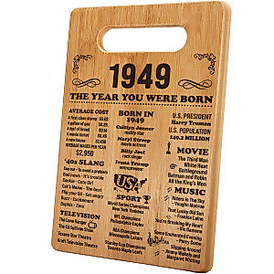 Jettryran 75th Birthday Gifts for Women Men 75 Years Old Birthday Gifts- Vintage 1949, 1949 Poster, Back In 1949 Cutting Board- 75th Birthday Decorations- Turning 75 C009
